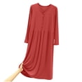Akafmk Tshirt Nightgowns for Women Casual Pajamas Dress V-Neck Long ...