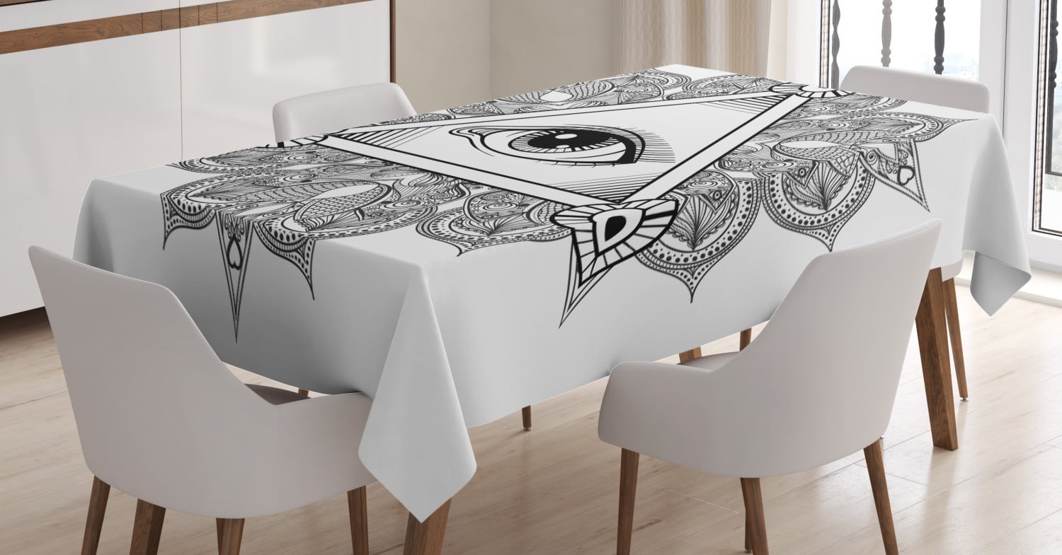 Ambesonne Eye Tablecloth Rectangular Table Cover, Vintage Tattoo Boho ...