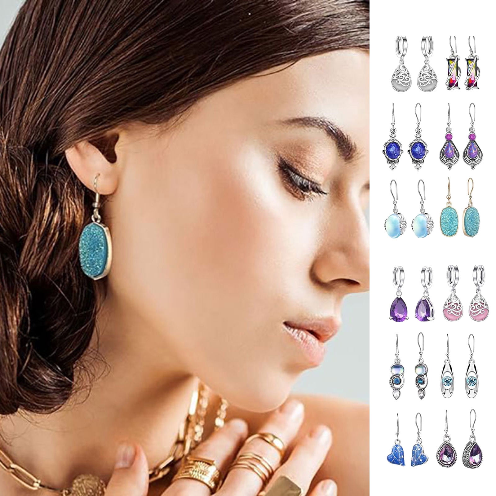 Click here for Llqkigsxse Earrings For Woman 12 Pairs Teardrop Da... prices