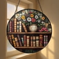 Bookshelf Stained Glass Suncatcher – Vintage Library Window Hanging for ...