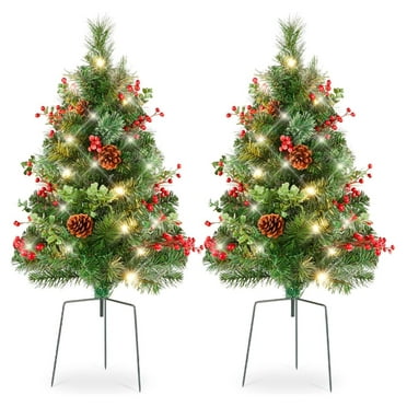 Best Choice Products Set of 2 24.5in Outdoor Pathway Christmas Trees ...