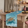 Coastal Sea Turtle Burlap Cotton Table Runner 13x70 Inches Long ...