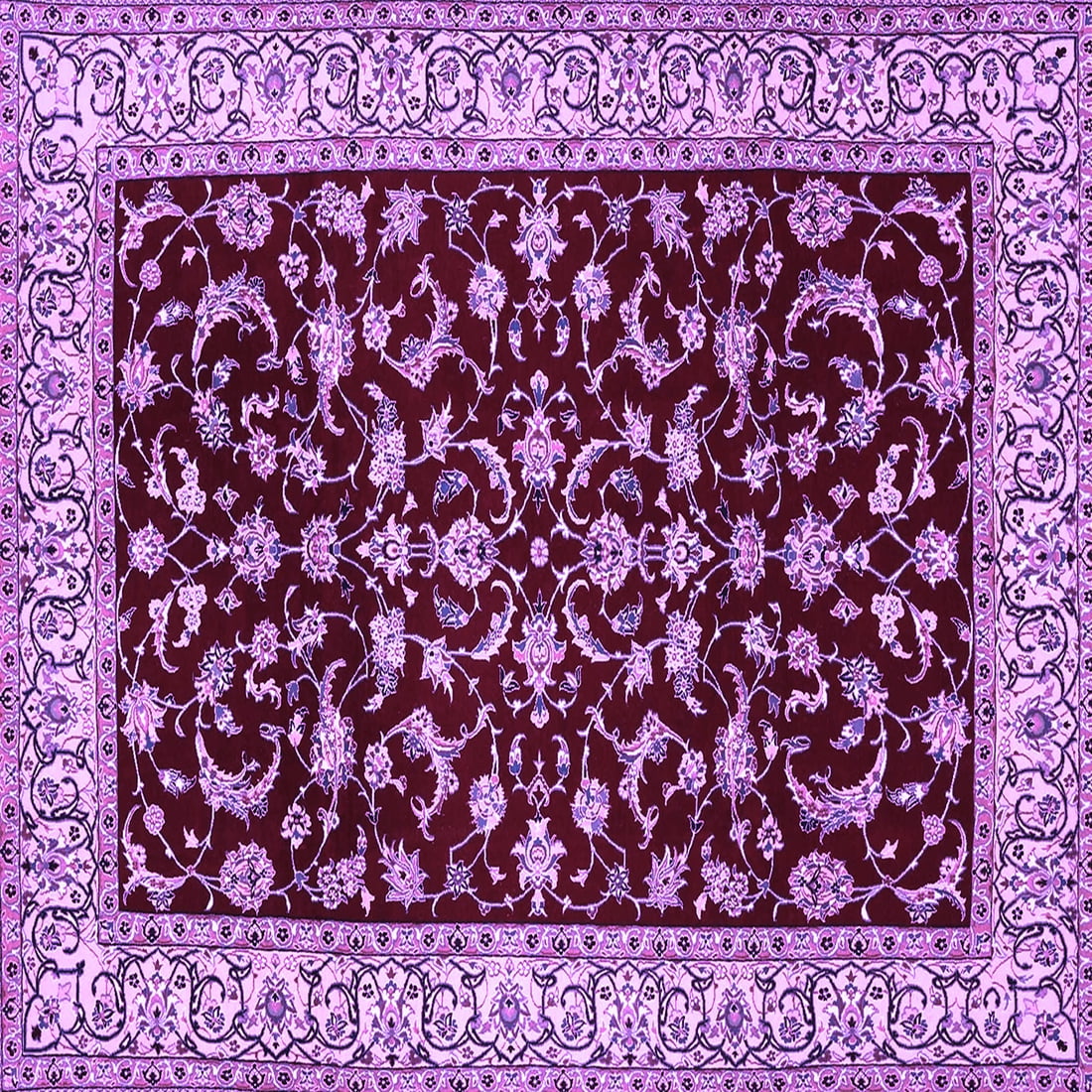 Ahgly Company Indoor Square Persian Purple Traditional Area Rugs, 6 ...