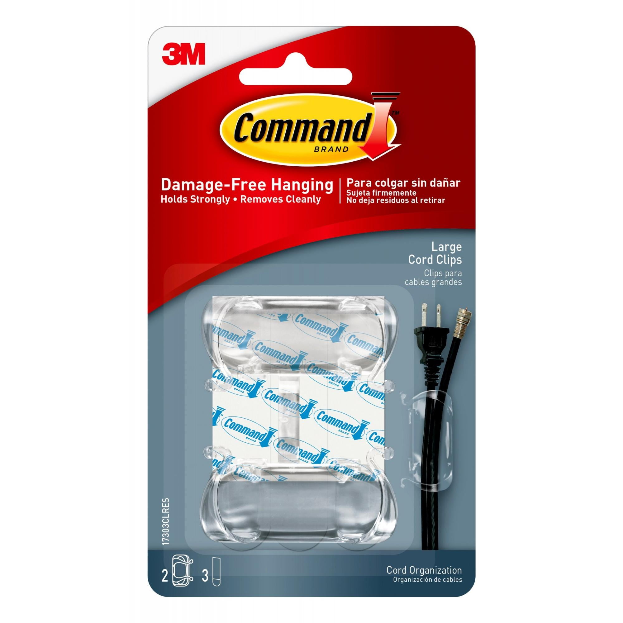 Command Clear Cord Clips, Large, 2 Clips, 3 Strips/Pack - Walmart.com
