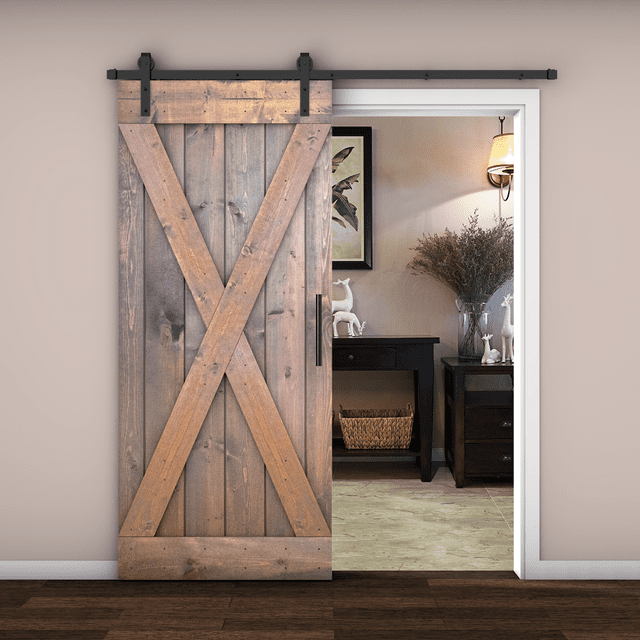 Essencaliy 36in x84in Solid Wood Barn Door, Made-in-USA Farmhouse ...