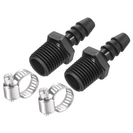 Uxcell 9mm Barb x 1/4NPT Male PE Hose Barb Fitting Connector with 6 ...