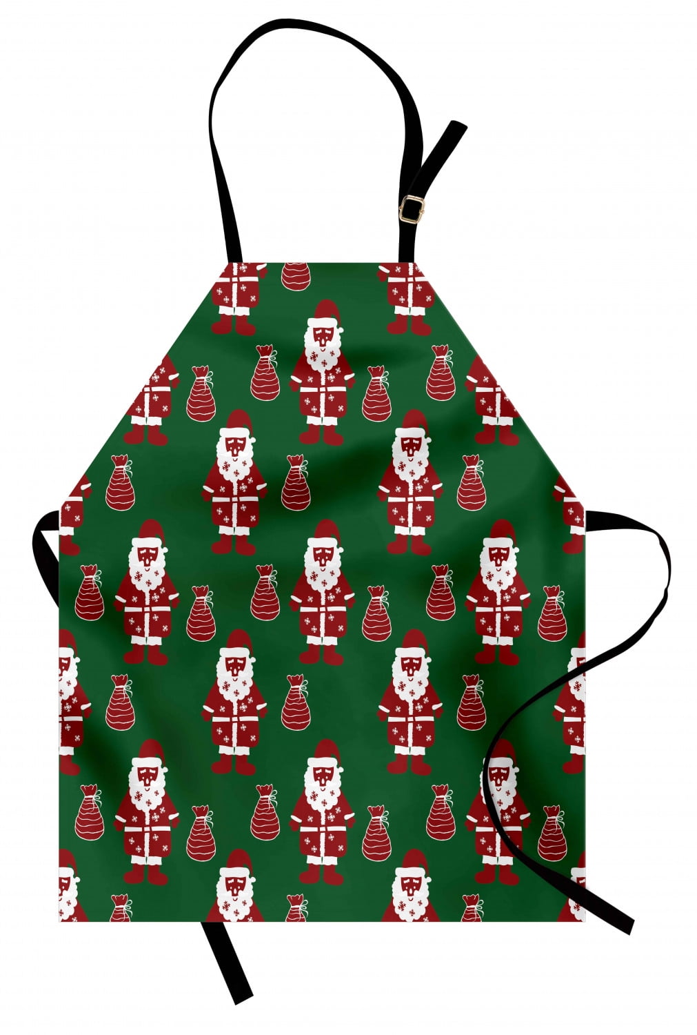 Geometric Apron Santa Claus Holding Present Bag on Vibrant Background ...