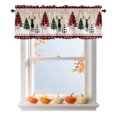 Curtain Valance for Windows, Christmas Tree Elk Shadow Winter Snowflake ...