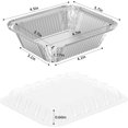 1 lb (Pack of 100) Tin Pans with Plastic Lids Rectangular Disposable ...