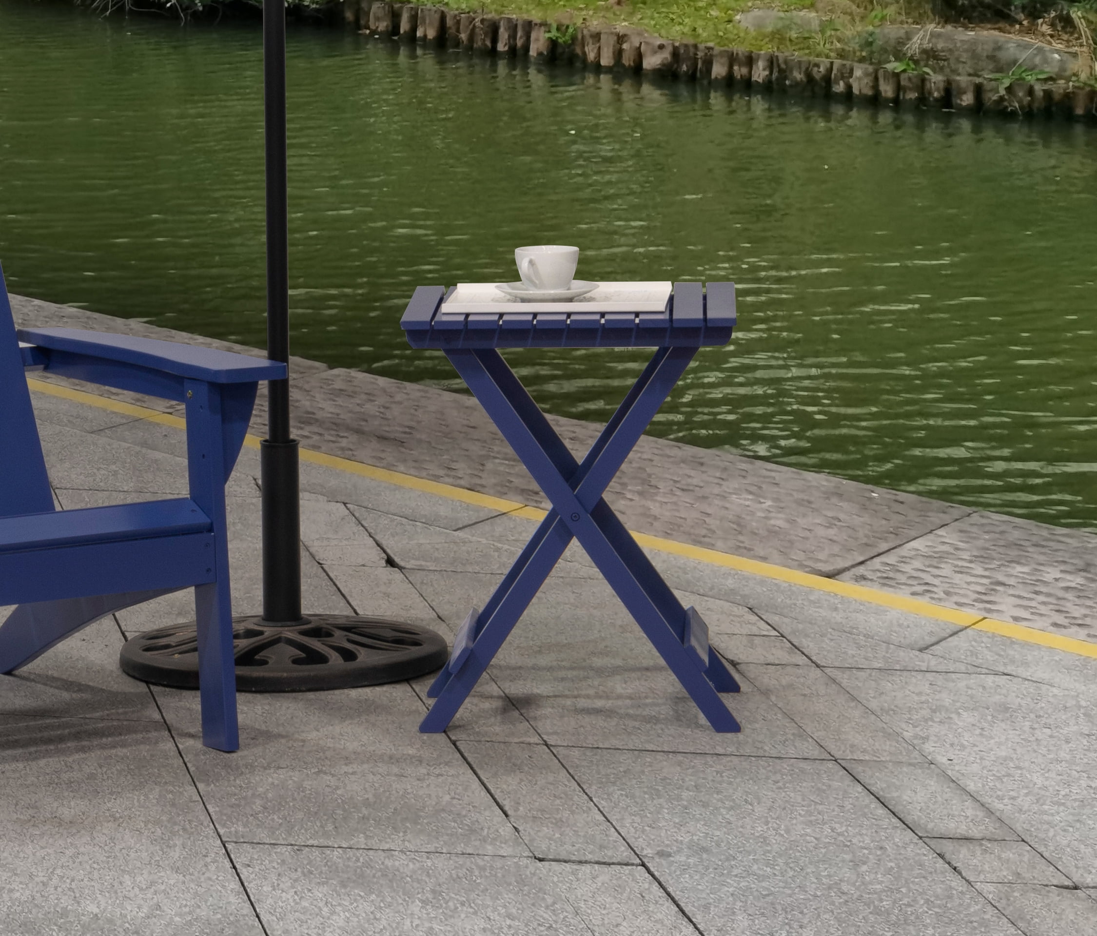 Donglin Wood Folding Side Table, Blue - Walmart.com
