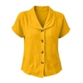 Loyisod Womens Short Sleeve Shirts Collar V Neck Collared Button Down ...