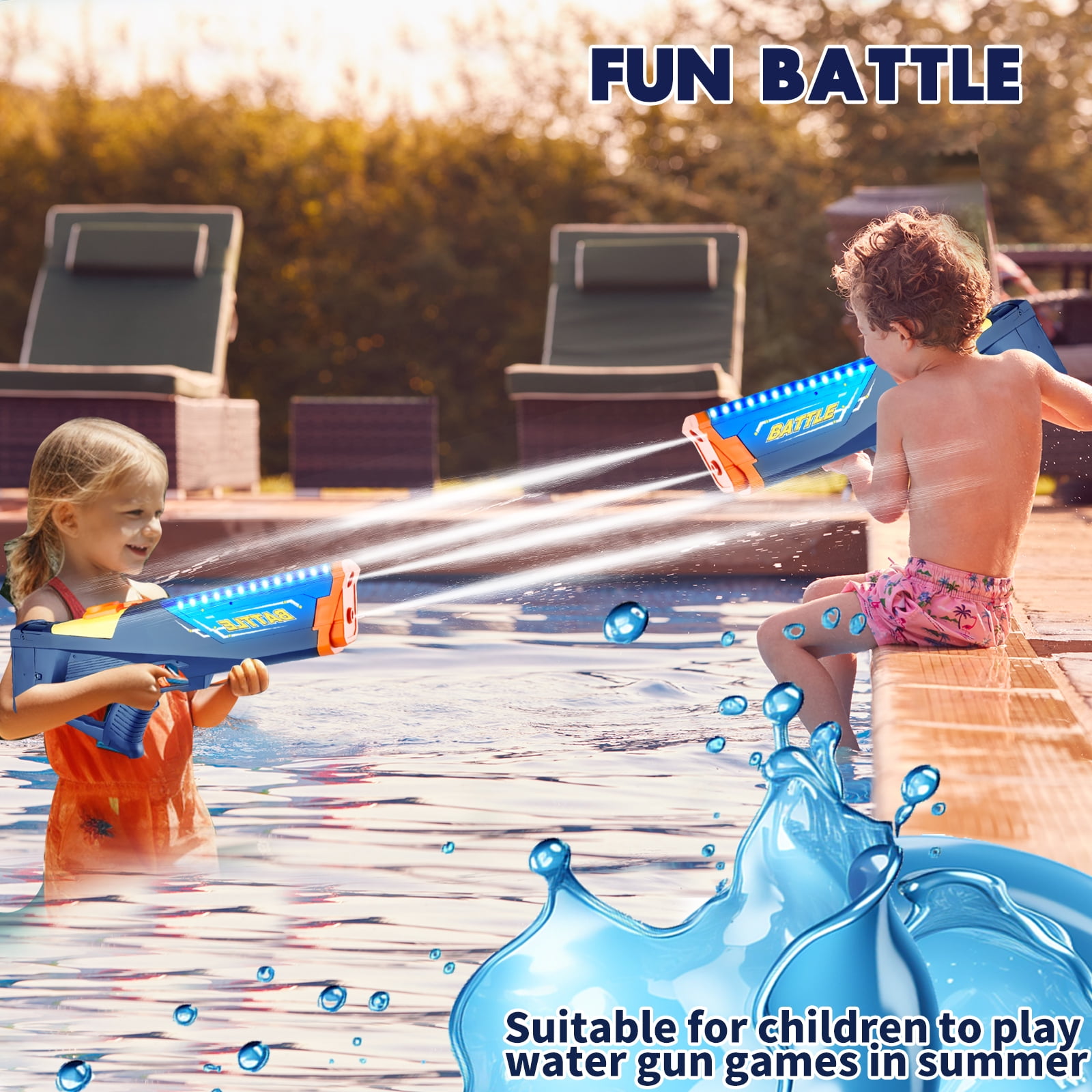 NETNEW Electric Water Gun Rechargeable Light 32 FT Range