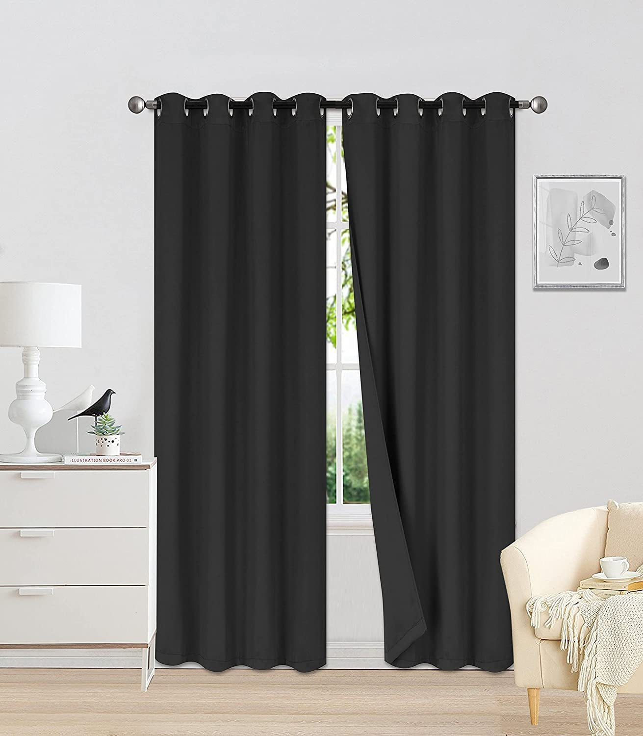 Sapphire Home Double Microfiber Blackout Curtains - 2-Panel Sets of ...