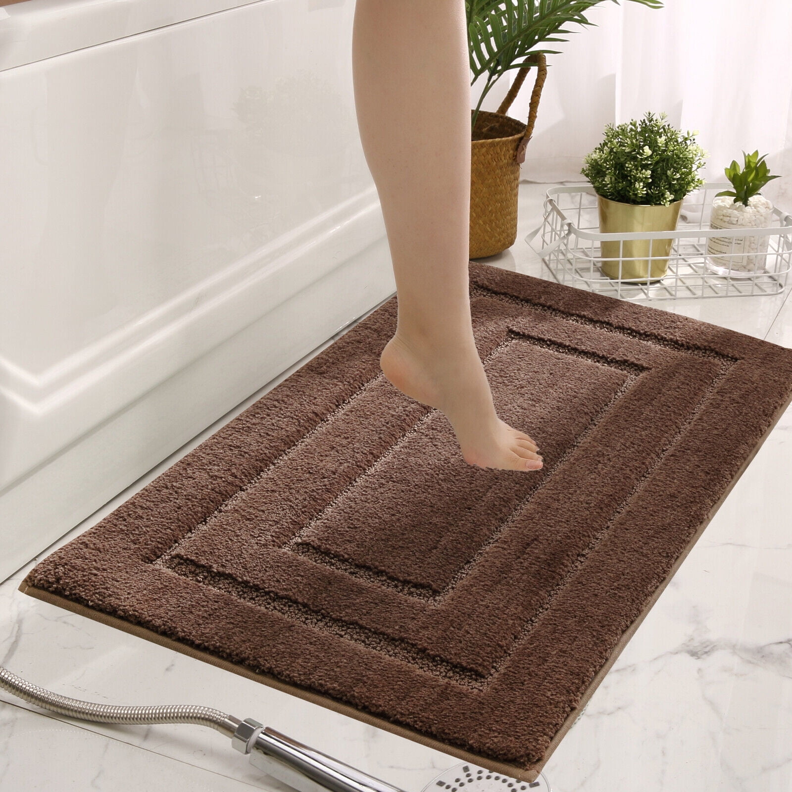 SHANNA Luxury Bathroom Rug Mat, Soft and Absorbent Microfiber Bath Rugs ...