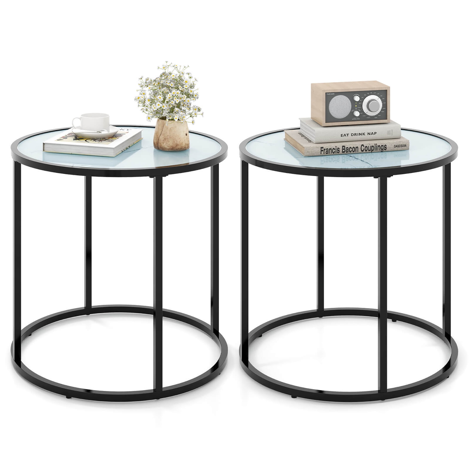 Click here for Gymax 2pcs Glass End Table 20 Round Side Table W/... prices