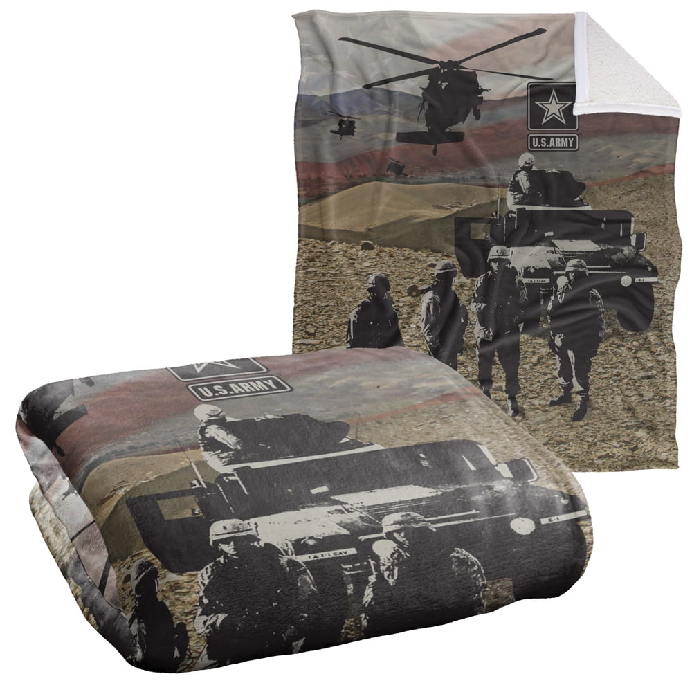U.S. Army Blanket, 50"x60" Army Values, Silky Touch Sherpa Back Super ...