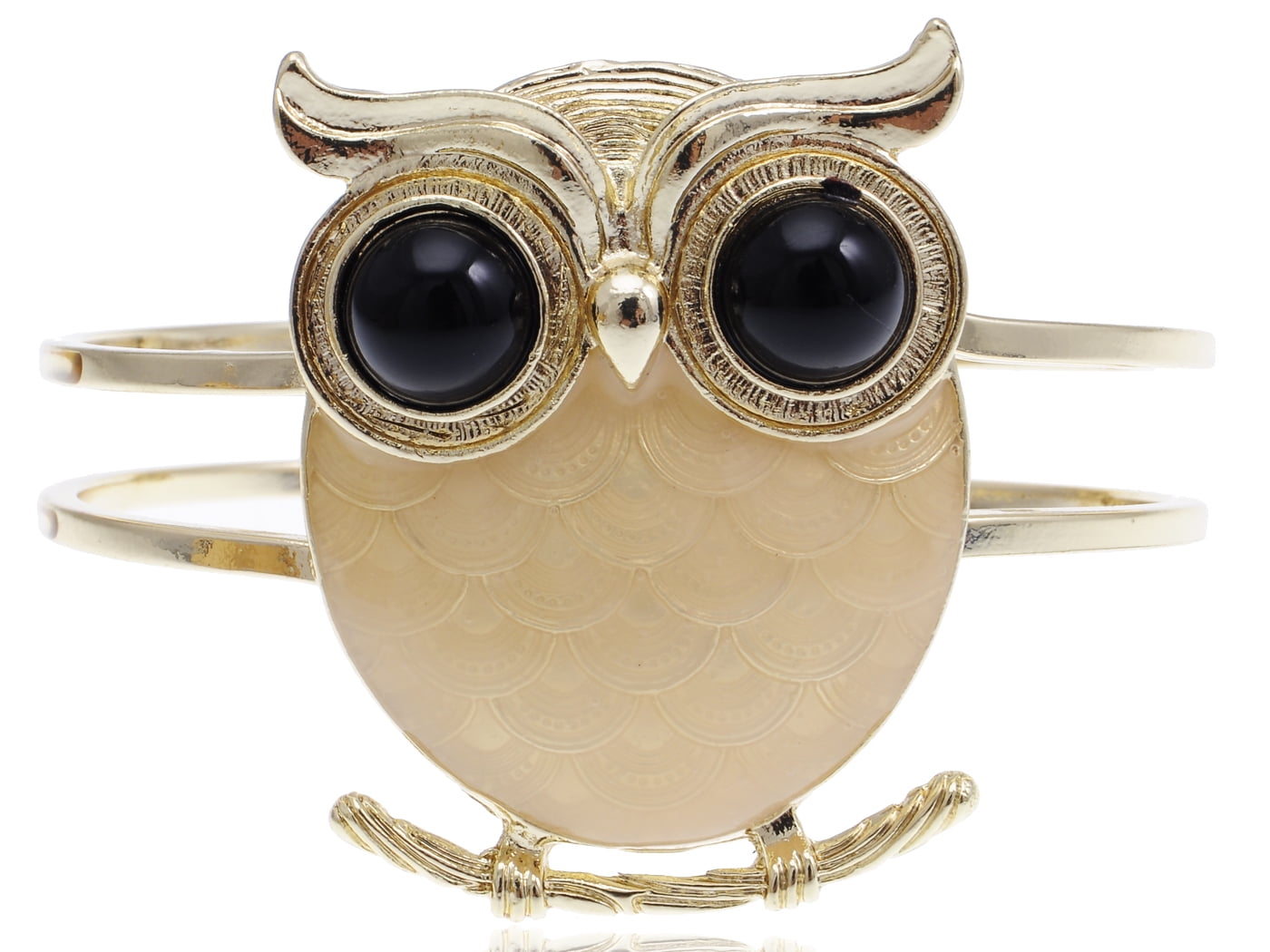 Gold Tone Peach Fat Body Hoot Wide Eye Night Perch Owl Bird Bracelet Cuff Bangle - Walmart.com