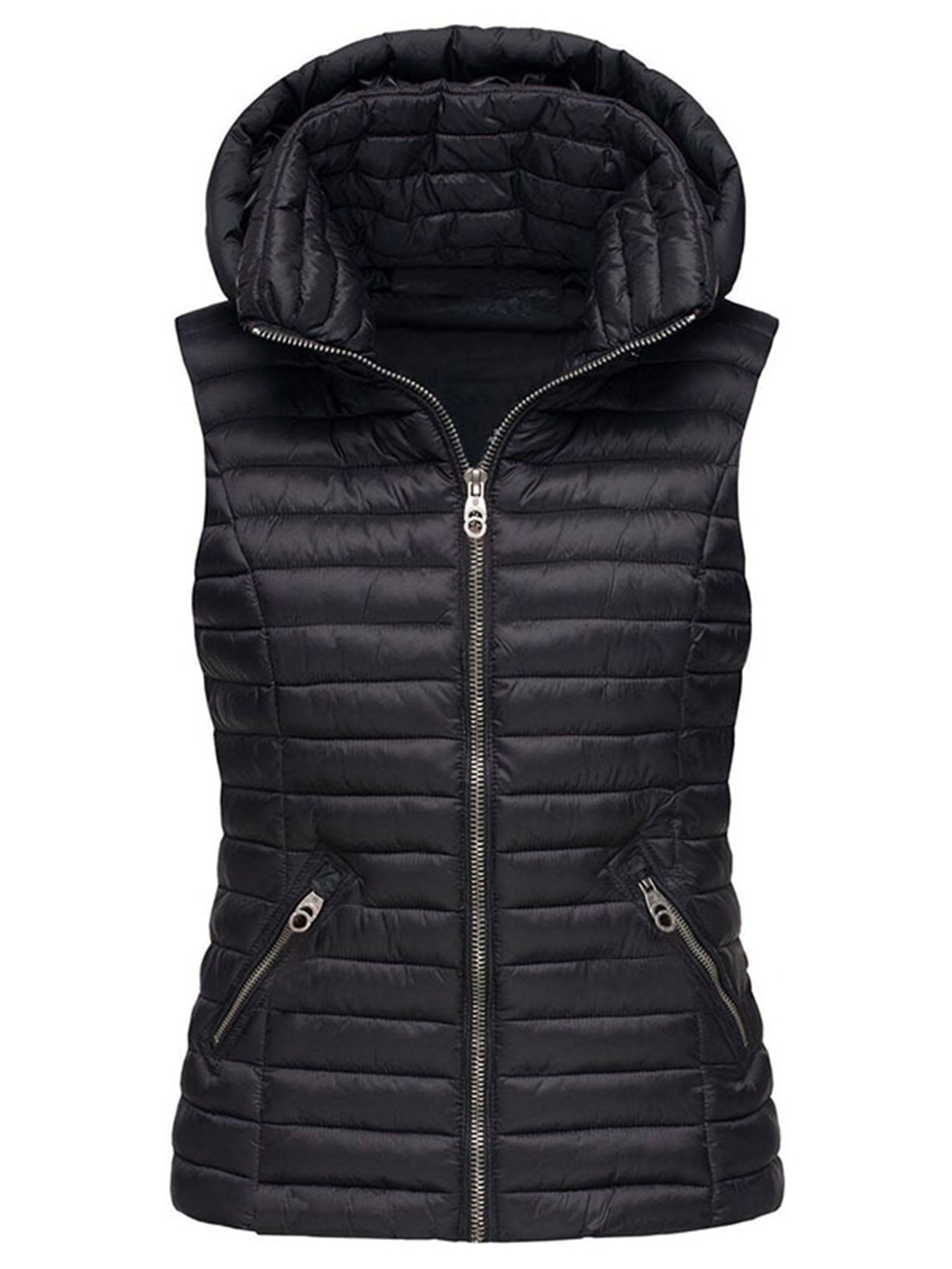 Cindysus Women Outwear Solid Color Coat Zip-Up Waistcoat Holiday Jacket ...