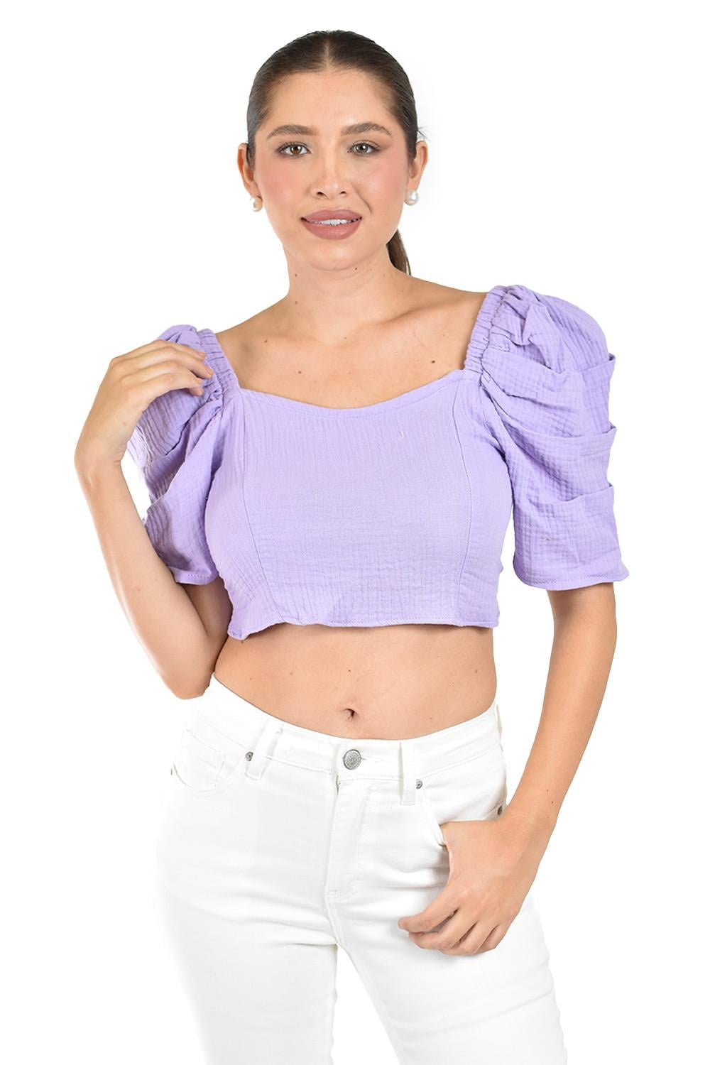 Crop top con moño en espalda Roman Fahion /Juvenil, 0680 (Lila) lila G ...