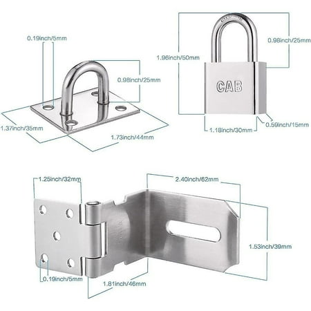90 Degree Padlock Hasp With Padlock And Screws, Stainless Steel Door ...