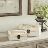 DecMode White Wood Decorative Box with Hinged Lid, 2 Count - Walmart.com