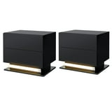 Hommpa 2-Set Modern LED Nightstand, Adjustable 3-Color Light, 2-Drawer ...