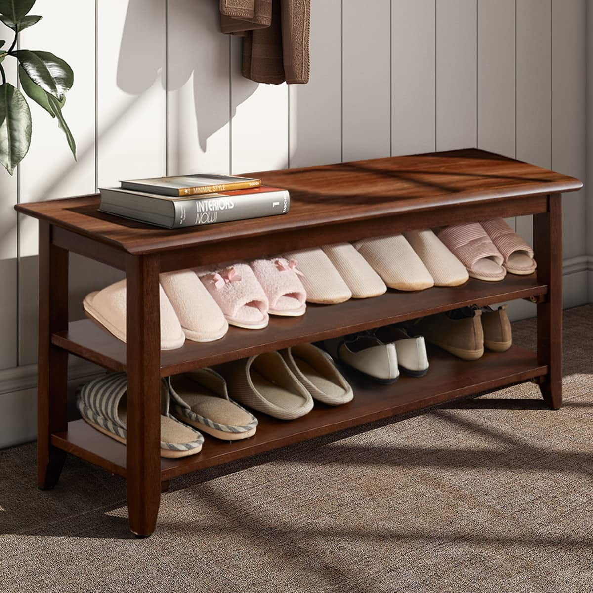 GUAIPOU Shoe Bench with Storage for Entryway, 39", Small Shoe Rack ...