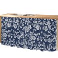 Botanical Rose Cabinet Curtain 28"W x 51"L, Vintage Navy Blue Floral ...