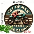 Vintage Isle of Man TT Races 2D Flat Metal Decor - 8x8" Round Aluminum ...