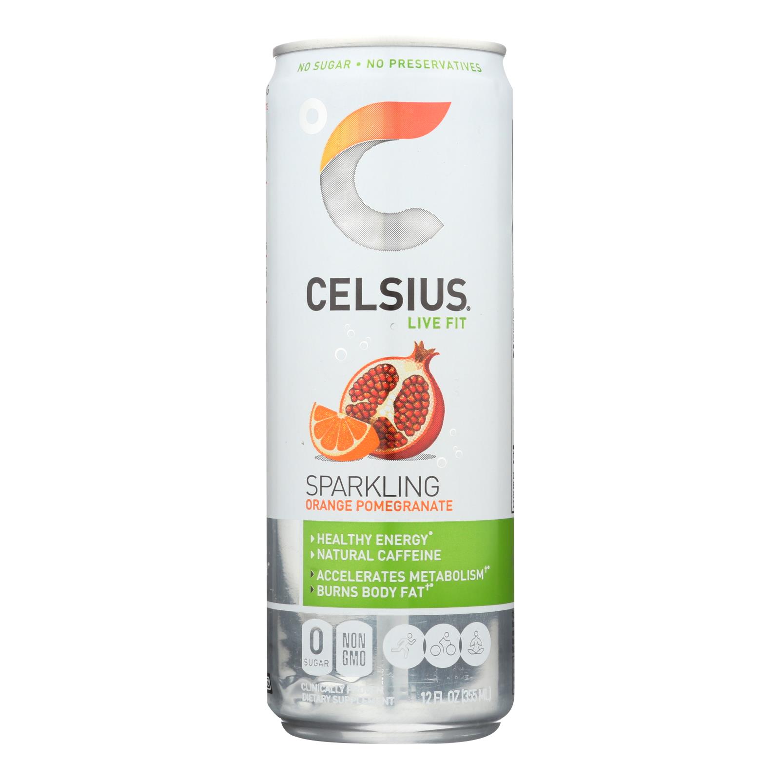 Celsius Natural, Sparkling Orange Pomegranate - Case of 12 - 12 FZ ...