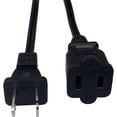 15 Foot Extension Cord, Black Two Prong Power Extension Cord, US AC ...