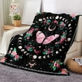 Butterfly Moon Flannel Rose Bouquet Blanket, Soft Warm Throw for Sofa ...
