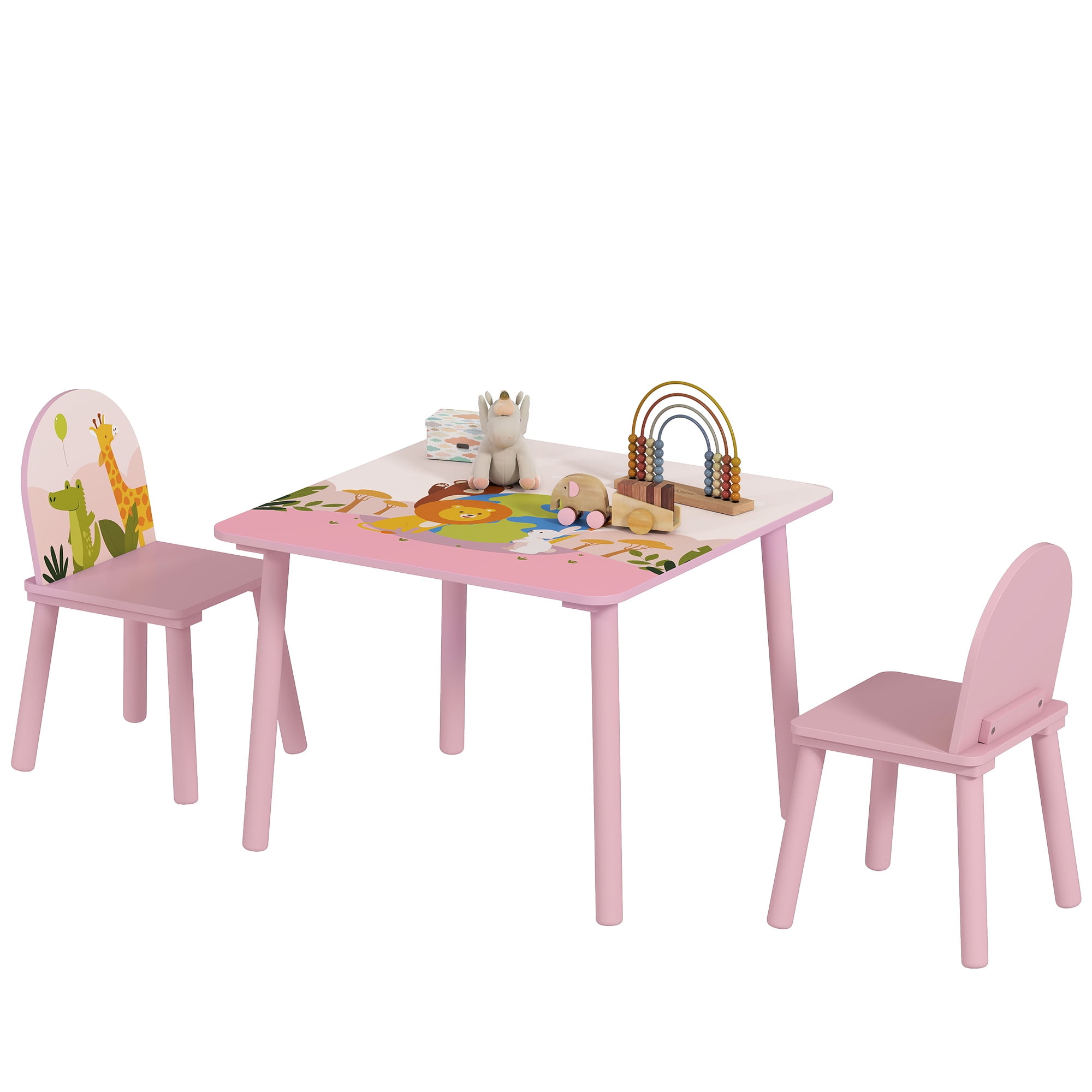 Click here for Qaba Kids Table And 2 Chairs Set With Animal Patte... prices