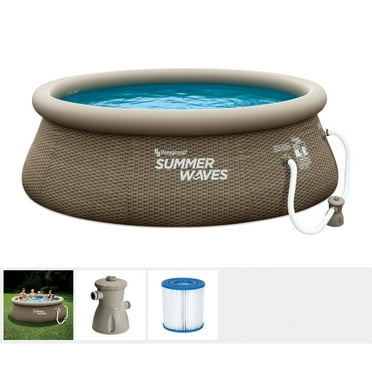Summer Waves 10 ft Dark Double Rattan Quick Set Pool, Round, Ages 6 ...