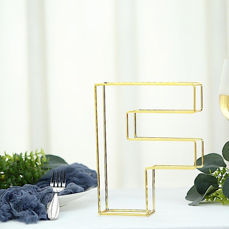 BalsaCircle 8" Gold F Metal 3D Wire Alphabet Number Sign Wedding Party ...