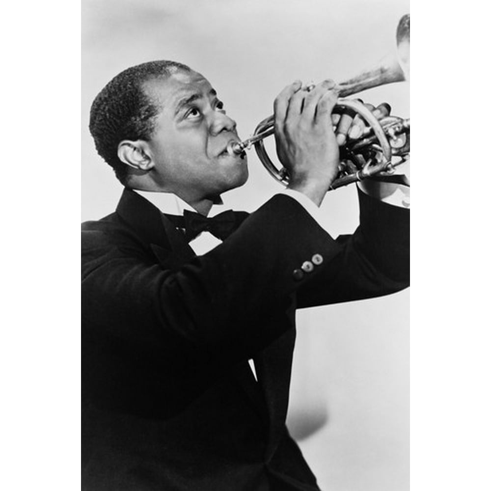 Louis Armstrong classic profile playing trumpet 24x36 Poster - Walmart ...