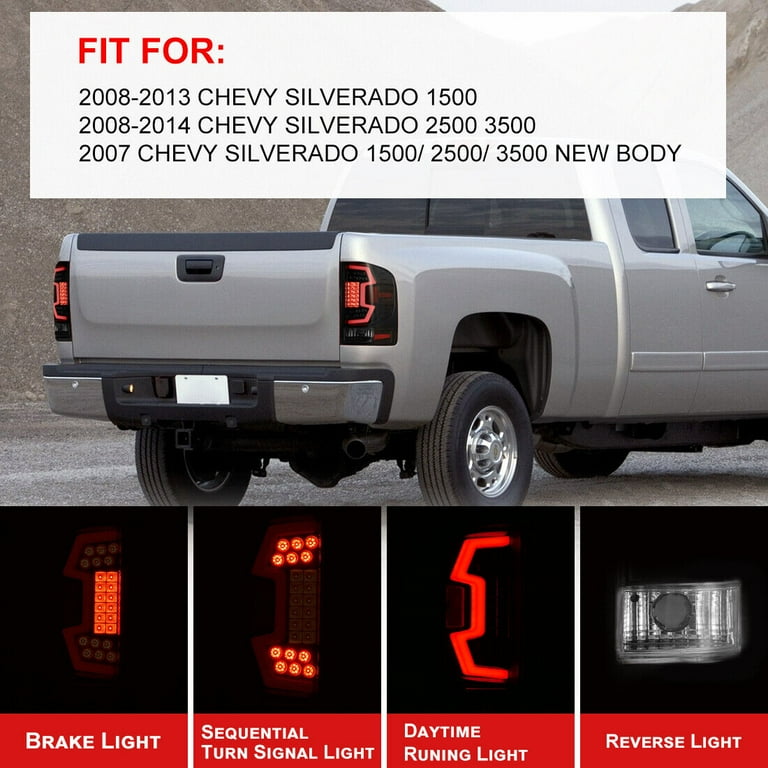 2008 Chevy Silverado Tail Pair Smoke Red Tail Lights For 2007