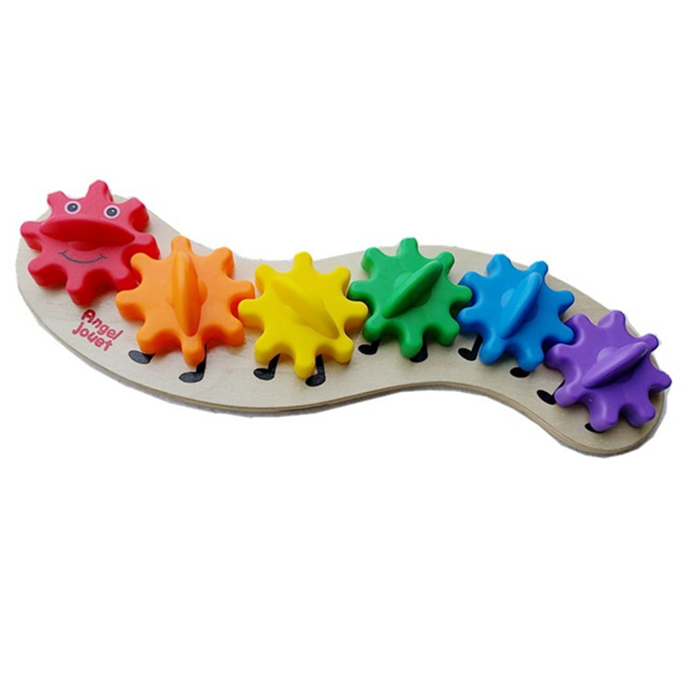 Mgaxyff Baby Kids Educational Wooden Colorful Gear Caterpillar Puzzle ...