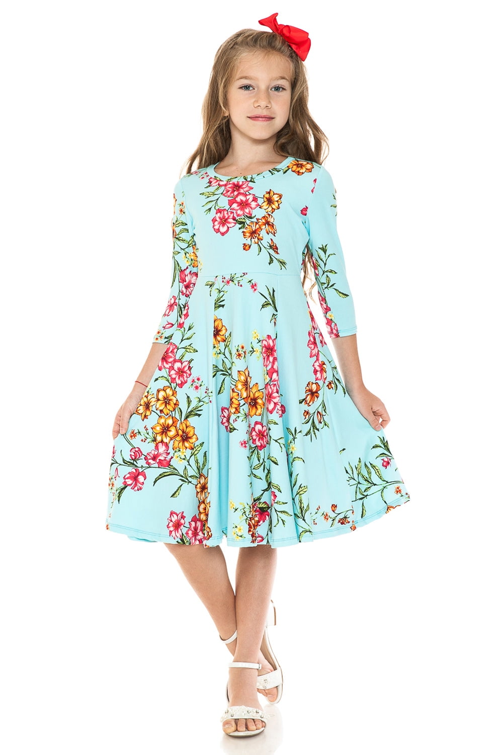 Honey Vanilla Girls' Princess Seam A-Line Dress with Full Skirt and ...