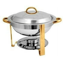 Excellante Stainless steel 4 quart gold accented round chafer, comes in ...