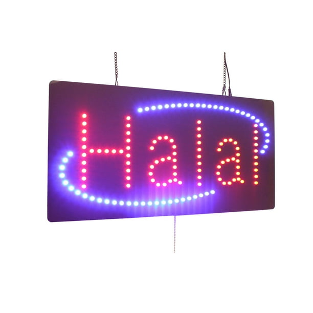 Halal Sign in ENGLISH Only , TOPKING Signage, LED Neon Open, Store ...