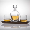 Godinger Whiskey Decanter and Whiskey Glasses Bar Set on Elegant Wooden ...
