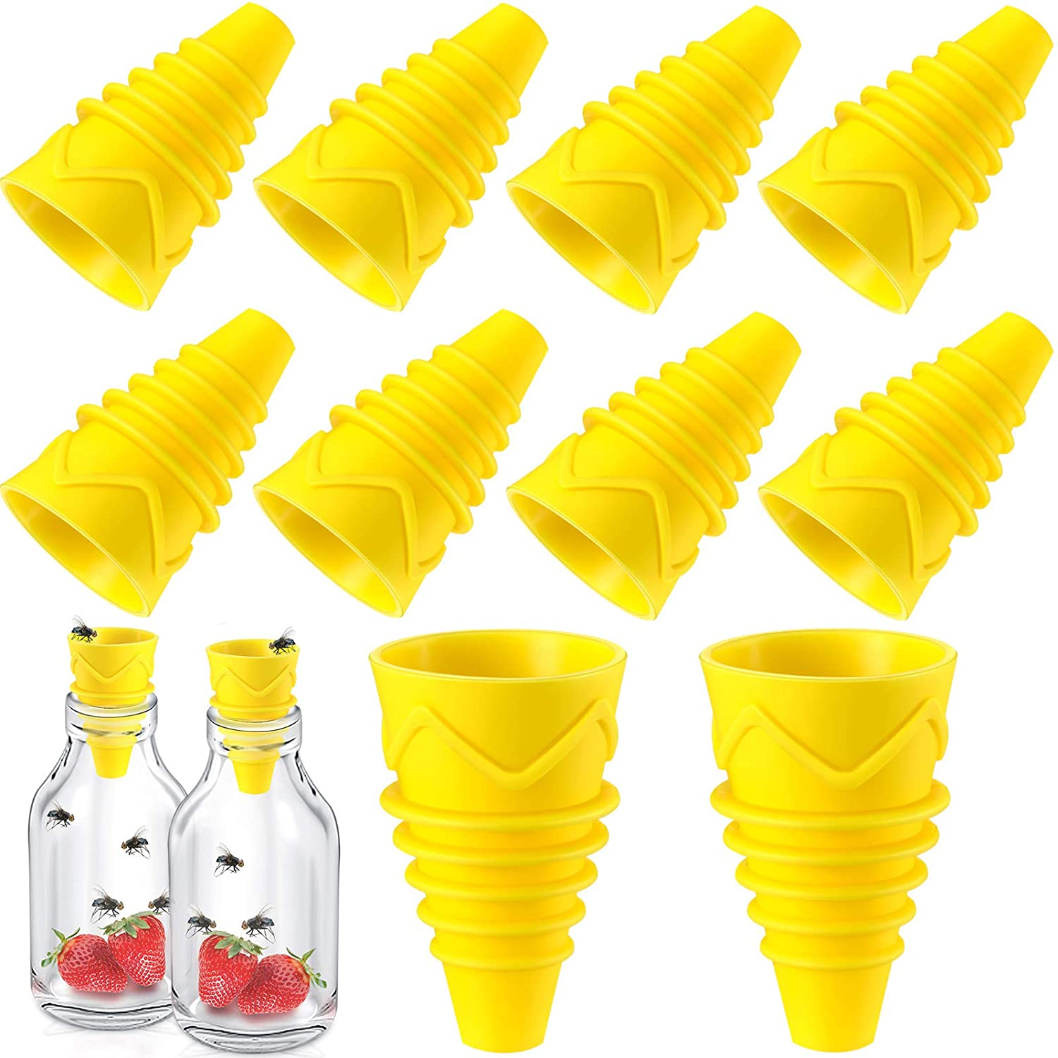 8 Pieces Silicone Fruit Fly Catcher Kitchen Bottle Top Fruit Fly ...