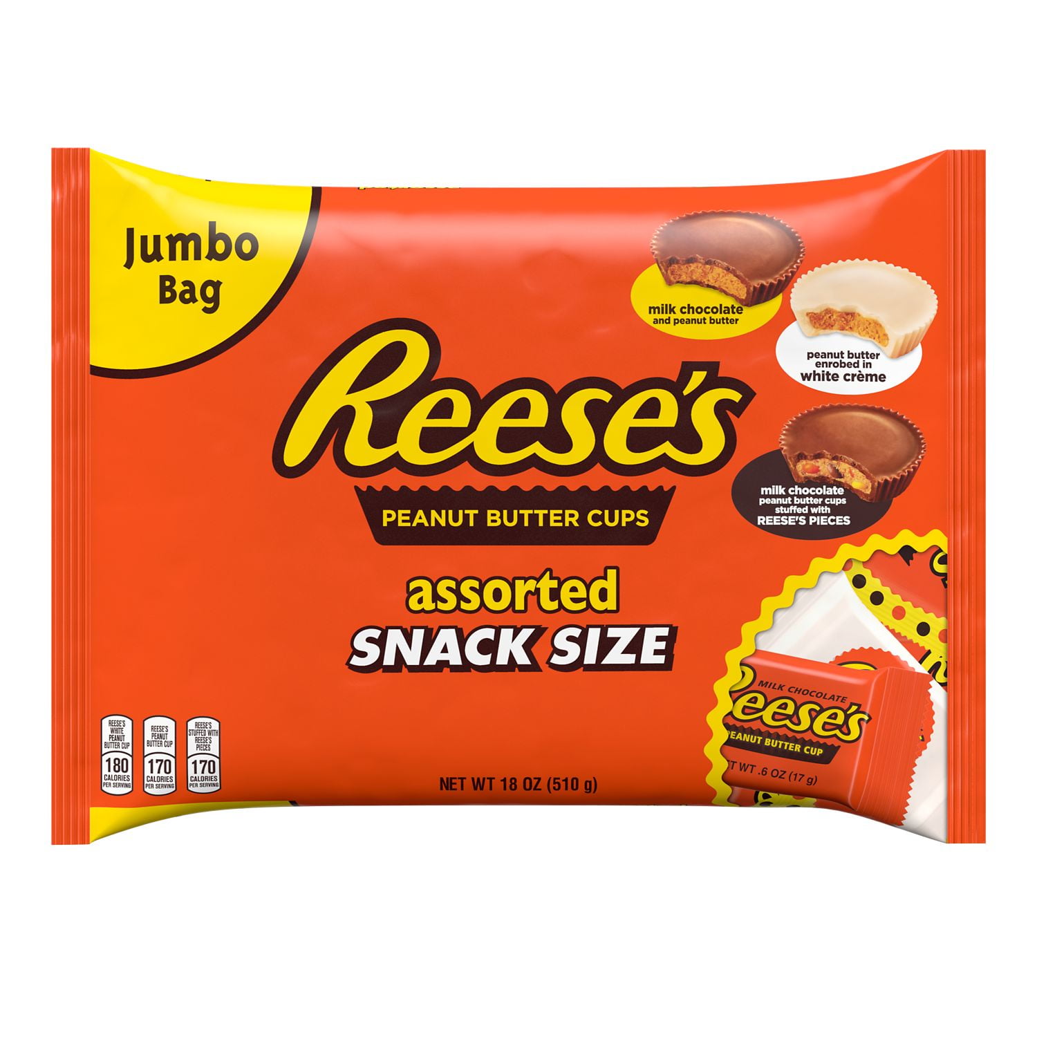Reese's Milk Chocolate and White Creme Assortment Snack Size Candy ...