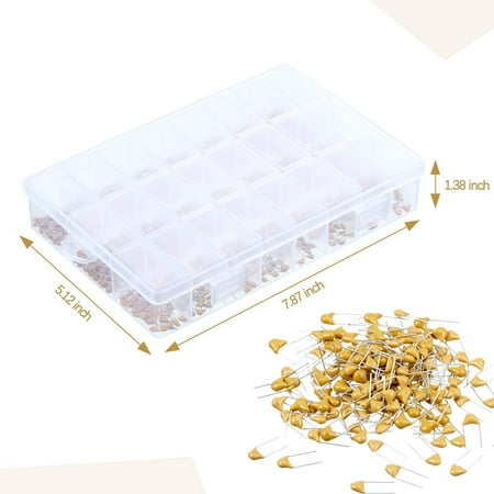 840 Pieces 24 Types 50V Capacitor Assortment Kit Capacitors Range 10pF ...