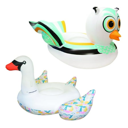 Giant Ride able Owl Inflatable Float Bundled w/ Inflatable Ride On Swan ...