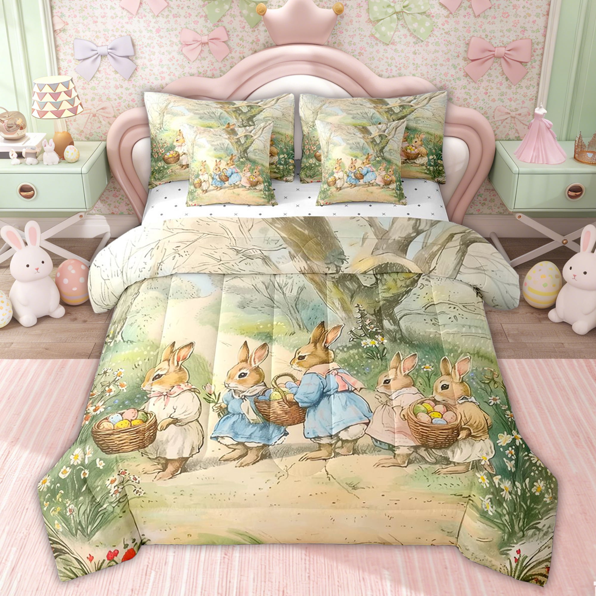 Click here for Manfei Cartoon Farm Bunnies Kids Twin Bedding Sets... prices