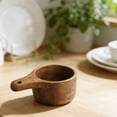 1 Cup Natural Wooden Measuring Cup with Handle, Kitchen Dry Liquid ...