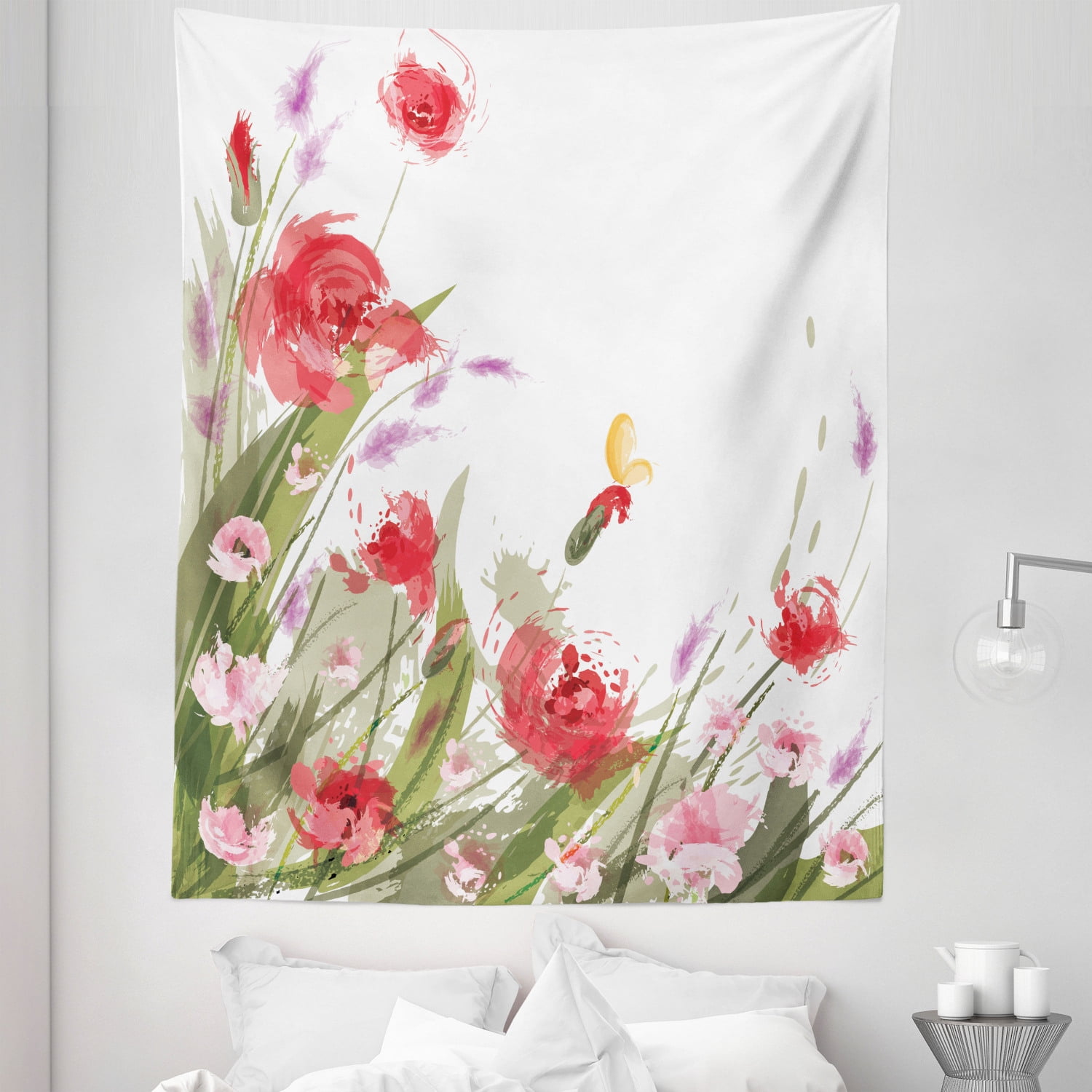 Spring Tapestry, Artisitc Burshstrokes Botanical Image with Flowers ...