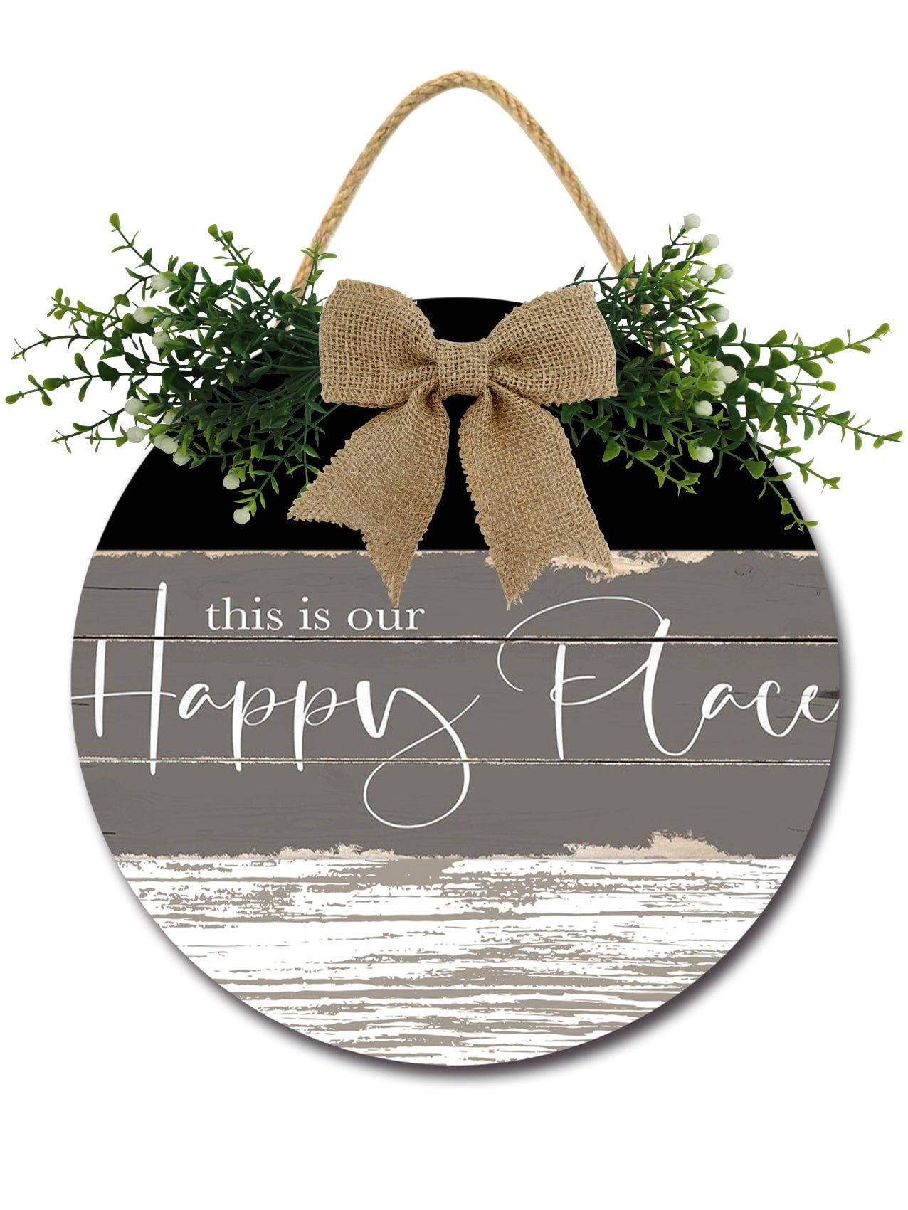 Eveokoki This Is Our Happy Place Front Door Sign Funny Wreaths Hanging ...